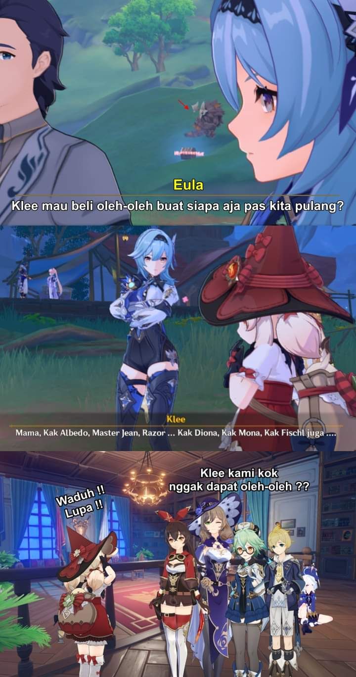 setelah pulang... semua orang: barang oleh oleh nya mana klee: 😅 lupa ...