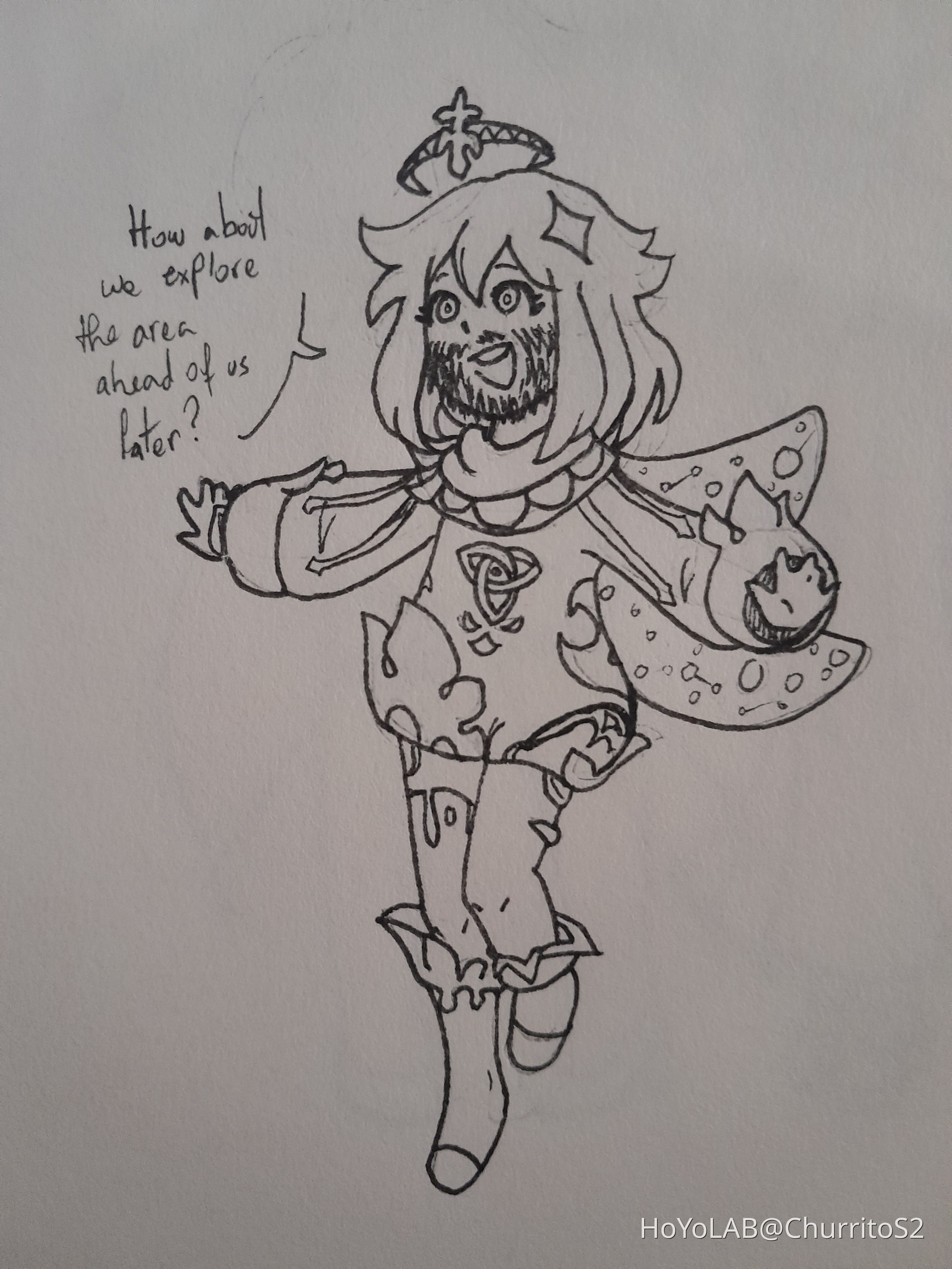 My fanart of Wool_Umbrella's bearded Paimon Genshin Impact | HoYoLAB