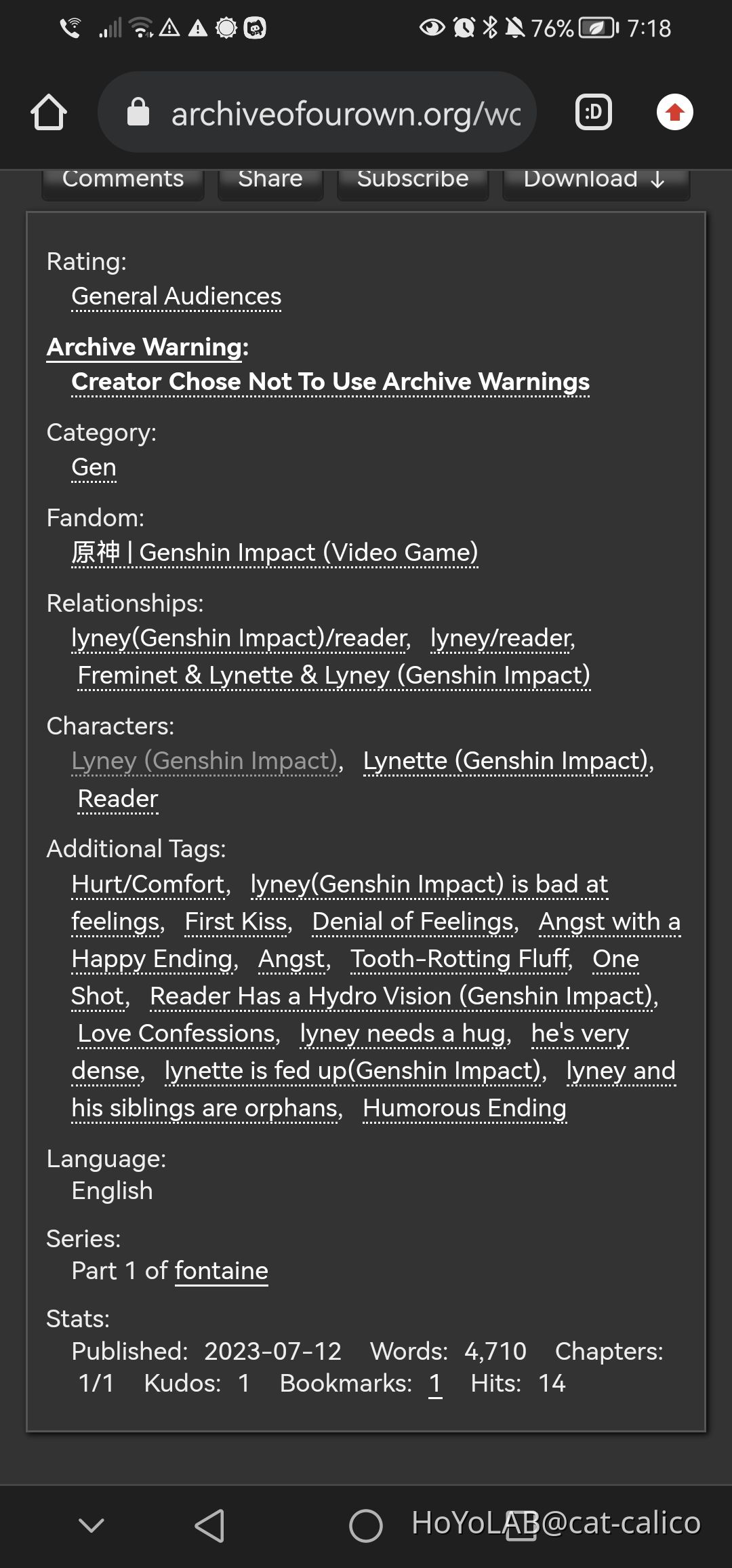 I present to you the first ao3 lyney/reader fic Genshin Impact | HoYoLAB