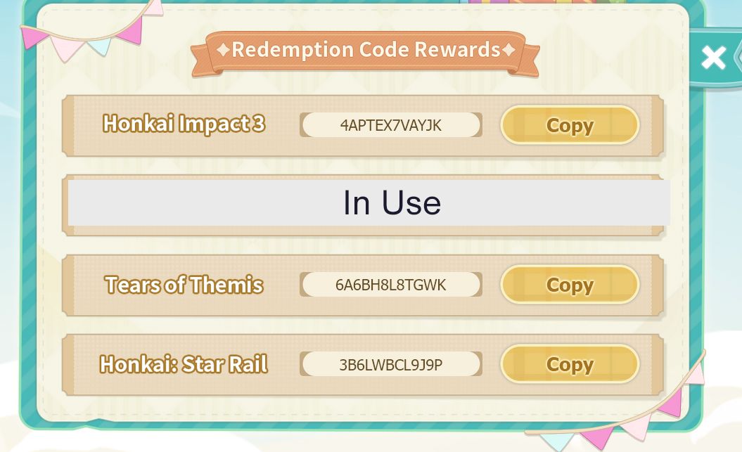 Redemption Code Reward Tears of Themis | HoYoLAB