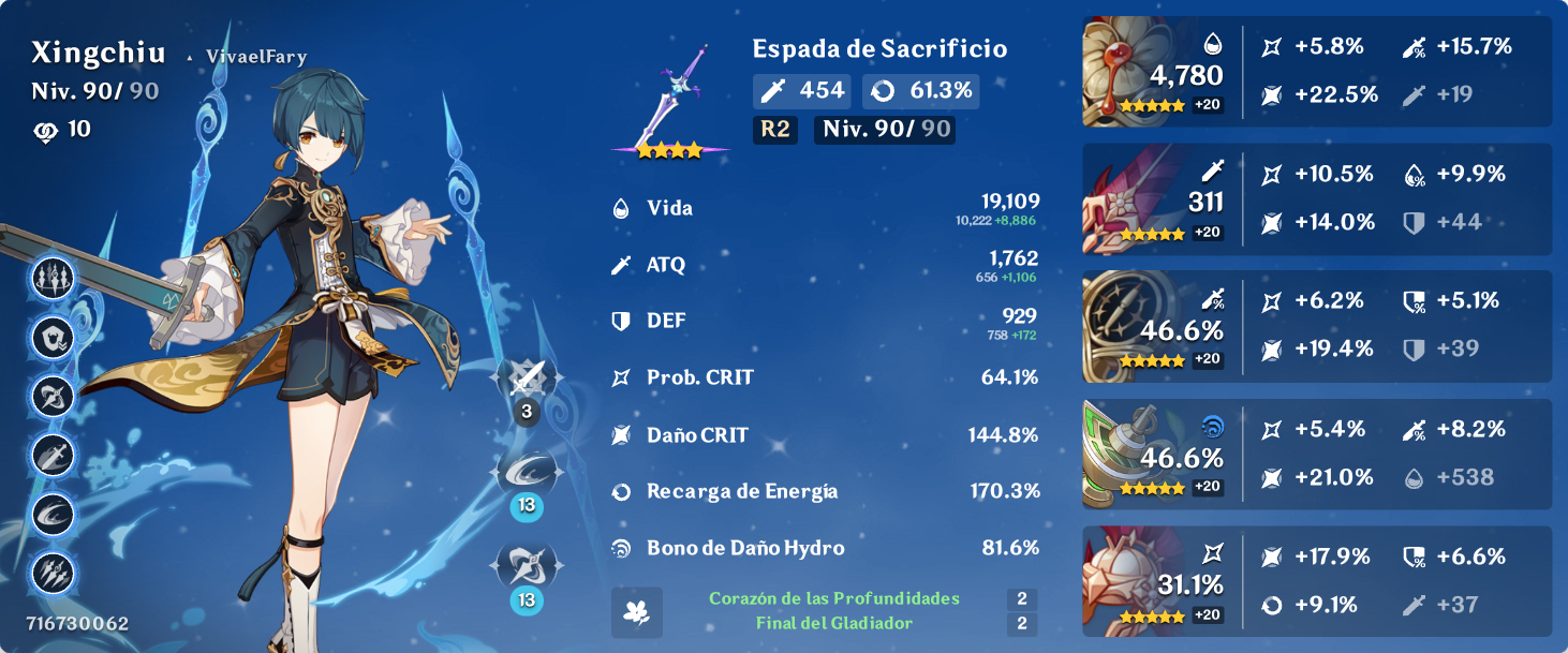 Build xinquiu( se aceptan recomendaciones) Genshin Impact | HoYoLAB