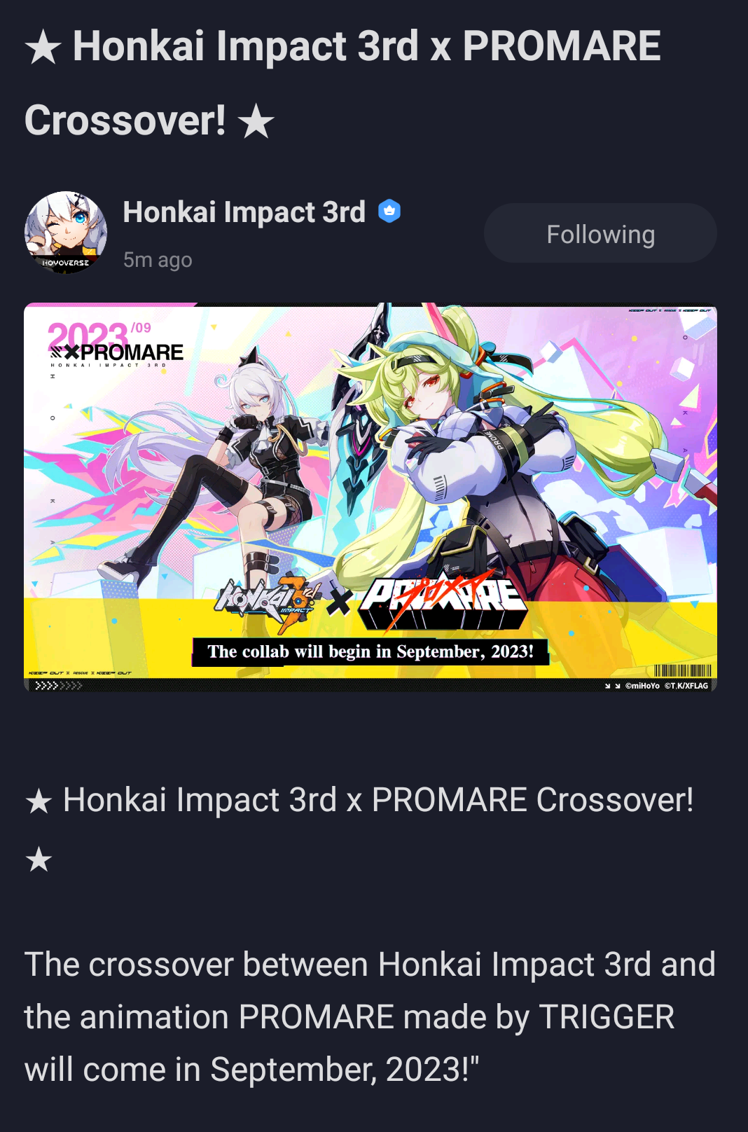 Promare collaboration Honkai Impact 3rd | HoYoLAB