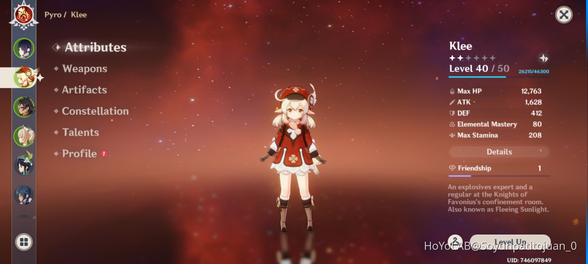 mi tío ha hecho 1 pull en el banner de klee en mi cuenta y la obtenio ...