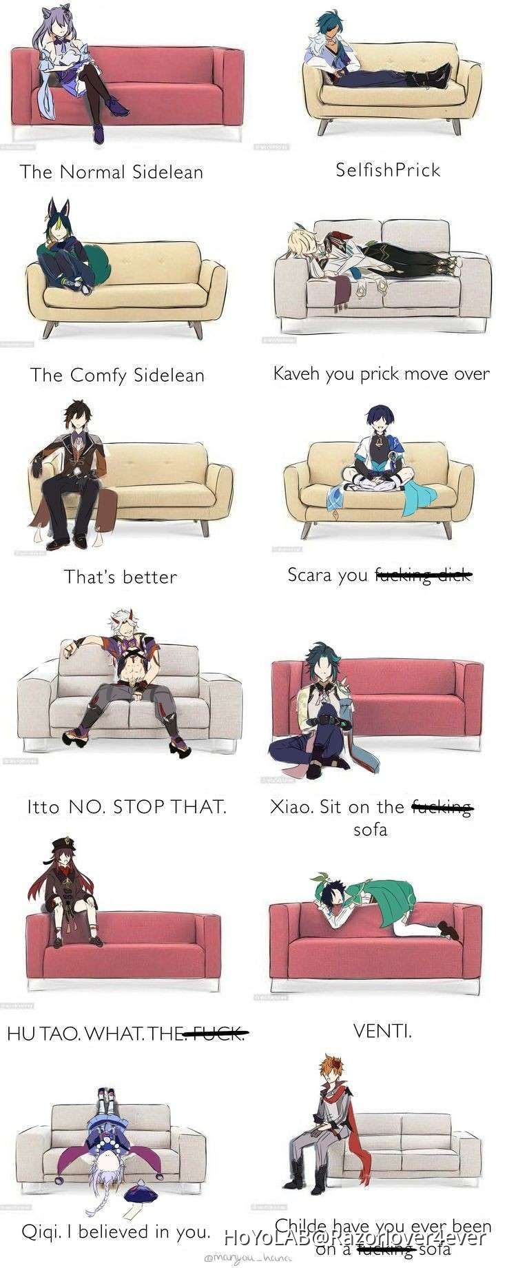 Why can't anybody sit normally except for Zhongli or Keqing | HoYoLAB