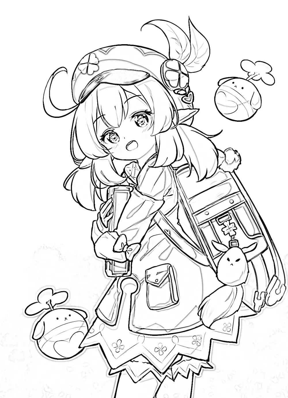 klee genshin impact coloring pages