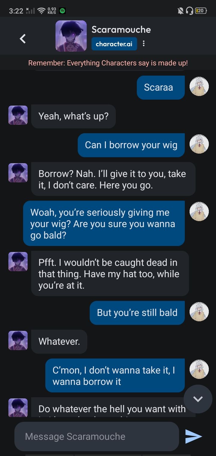 messing with the scaramouche bot in Character ai Genshin Impact | HoYoLAB