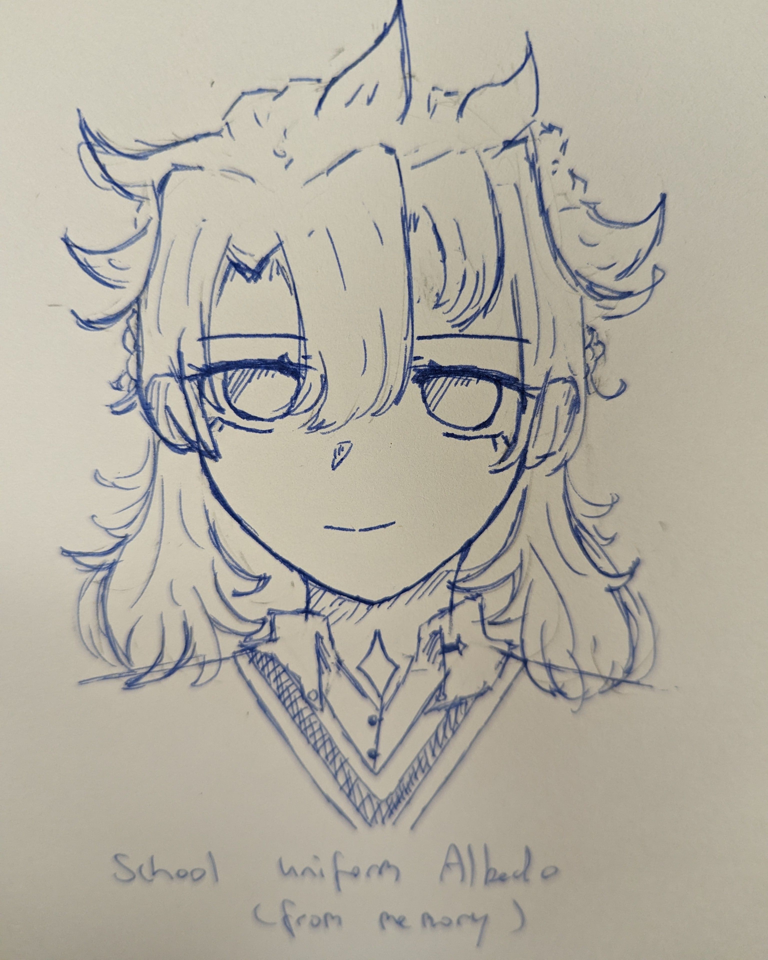 ok so i tried drawing albedo from memory in a casual outfit. ok its sad ...