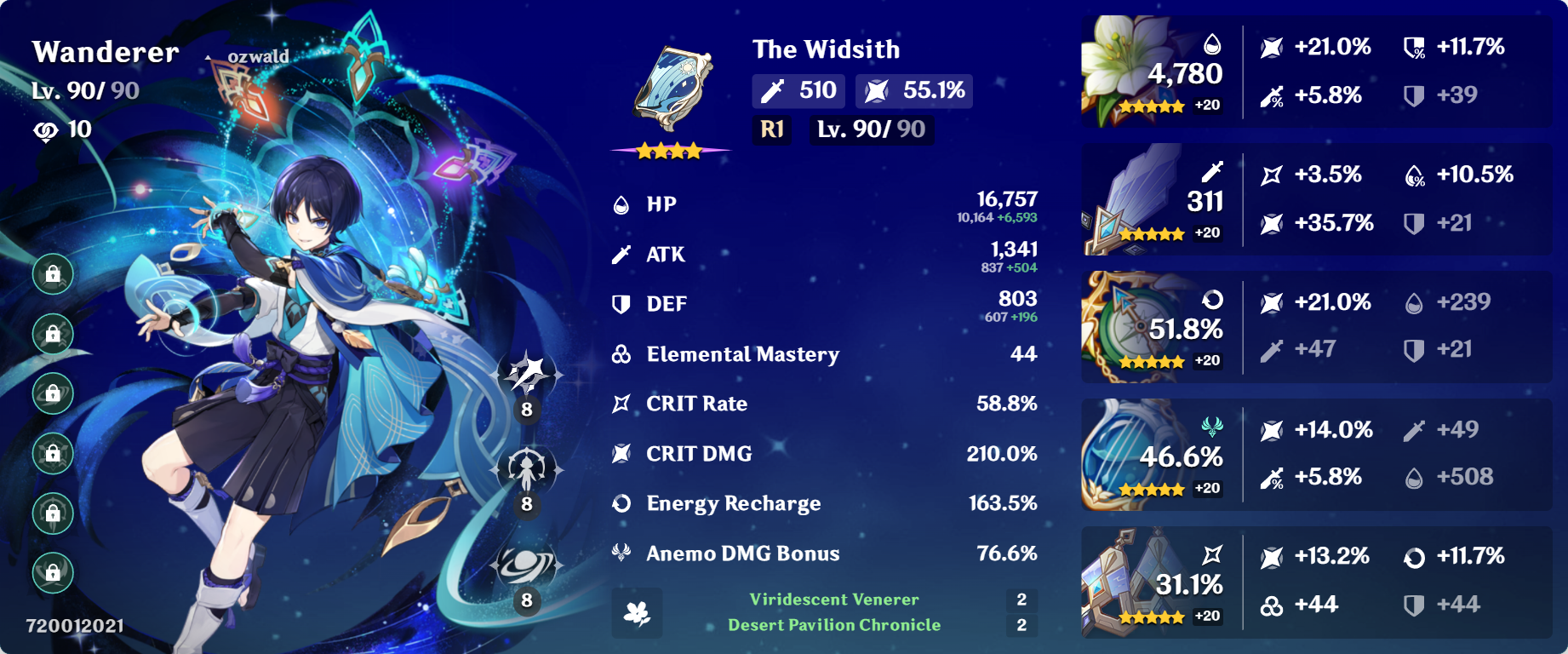 my wanderer build Genshin Impact | HoYoLAB