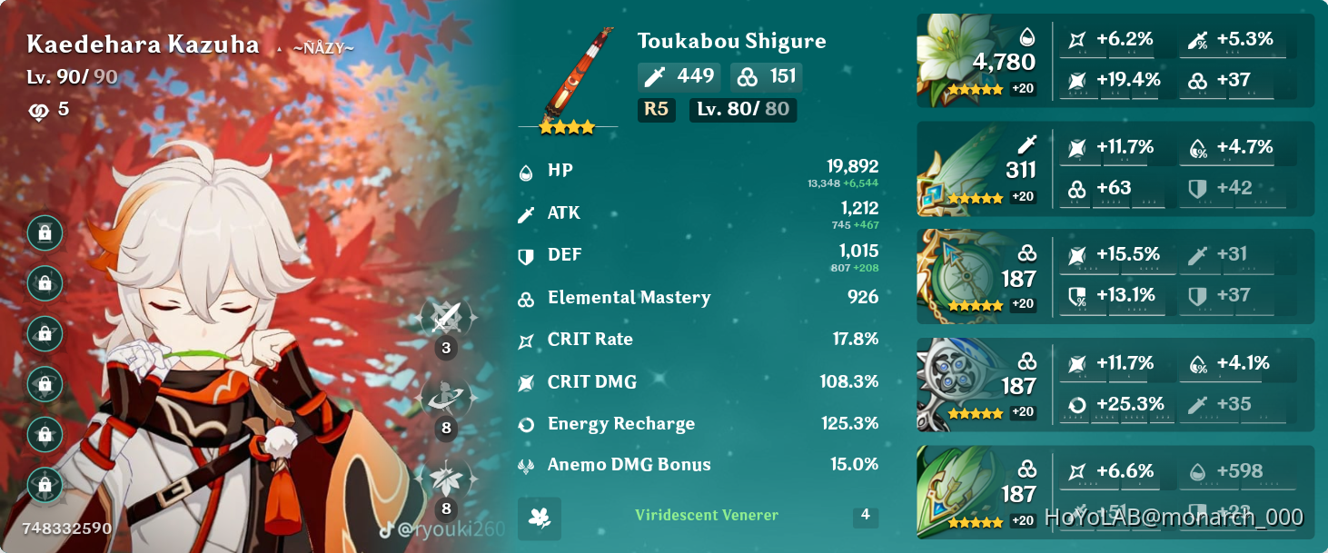 Rate My Kazuha Guys and please give me any tip on how to improve him ☺️ ...