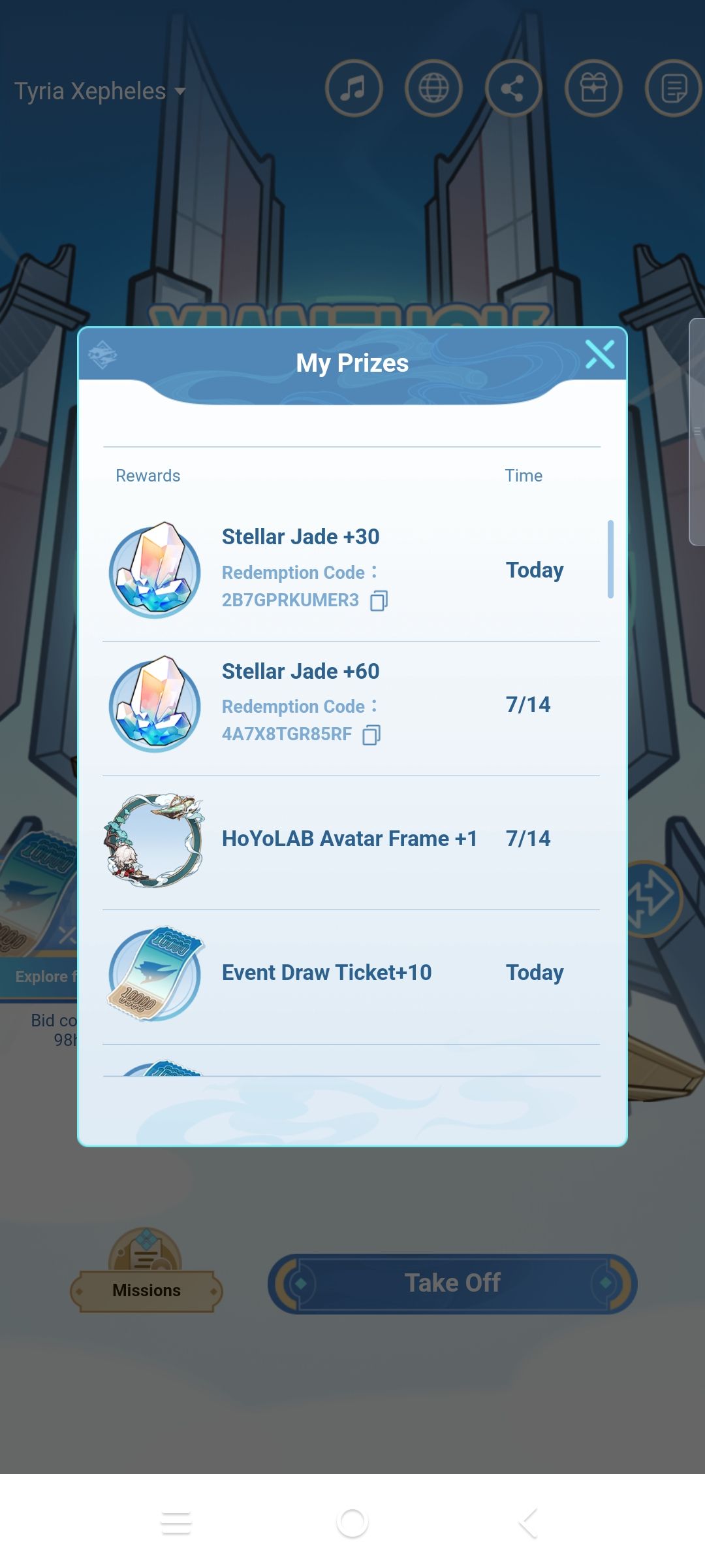 Don't forget to check your prizes in the cruise event. I just noticed ...