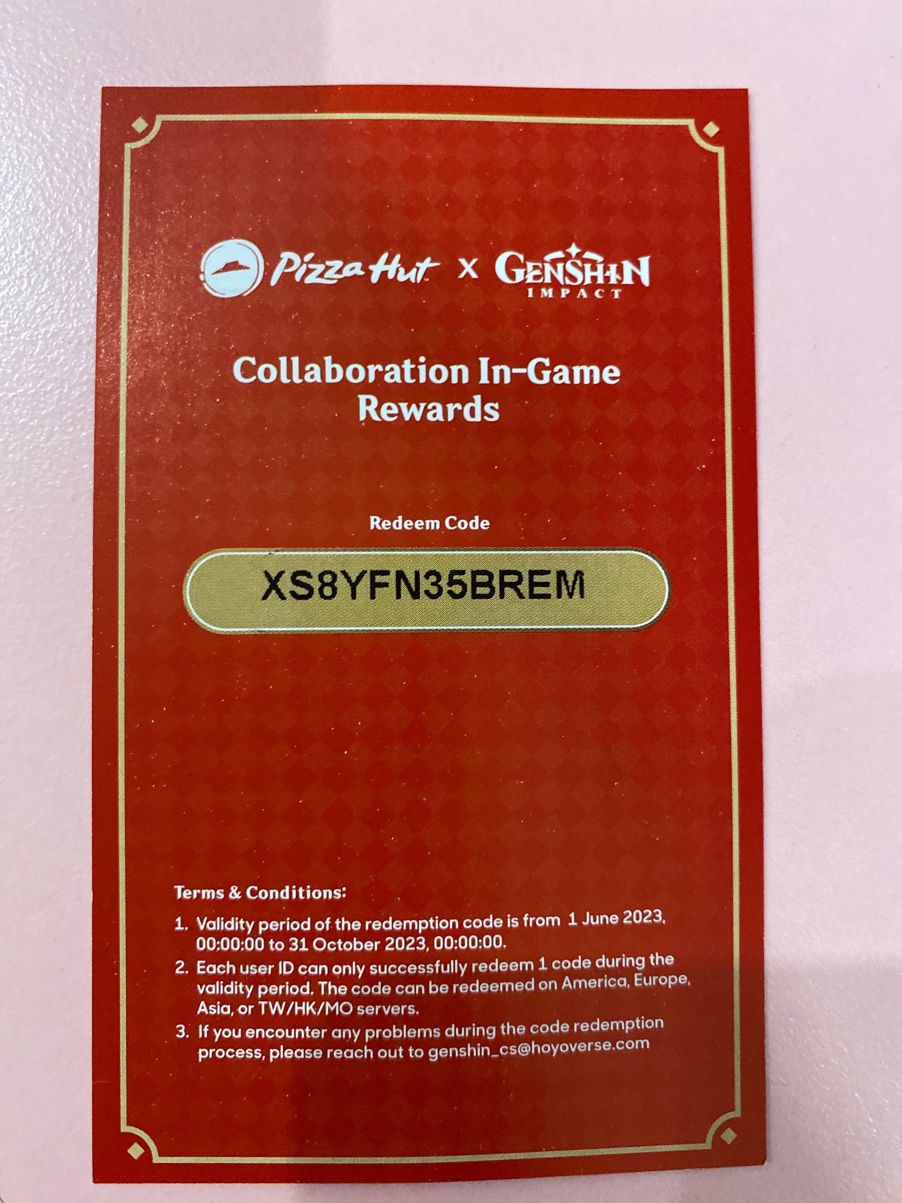 Pizza Hut code Genshin Impact | HoYoLAB