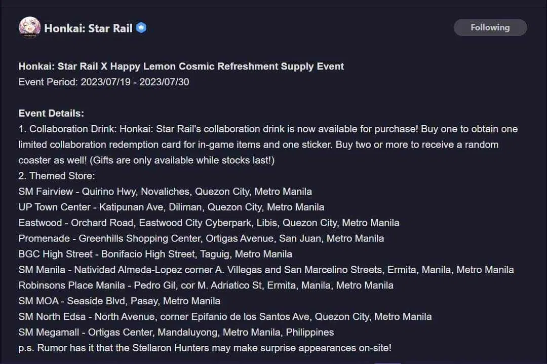 about the HSR x Happy Lemon Cosmic Refreshment Event Honkai: Star Rail ...