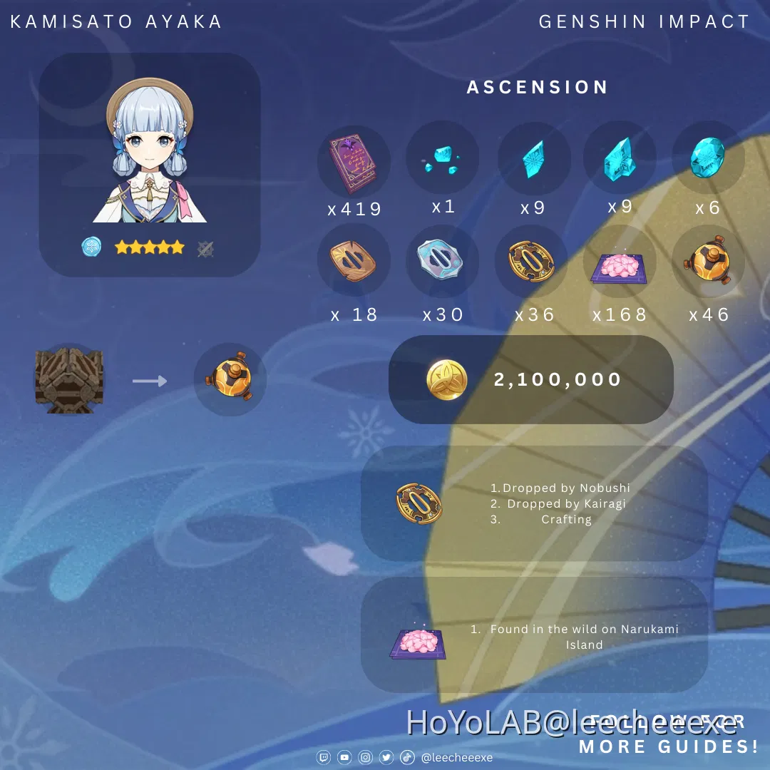 [3.8] Genshin Impact | Ascension and Talent Material + Build Guide | Kamisato Ayaka Genshin ...