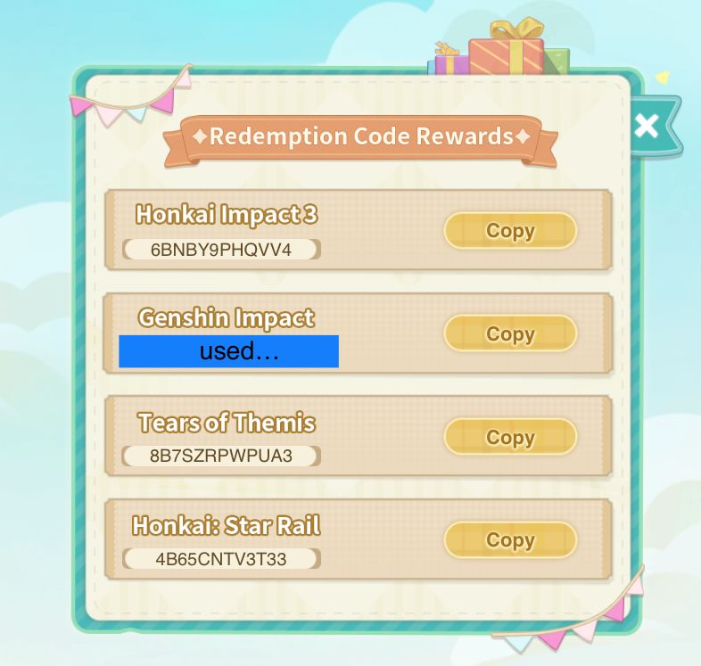 One time redemption codes!!! | HoYoLAB