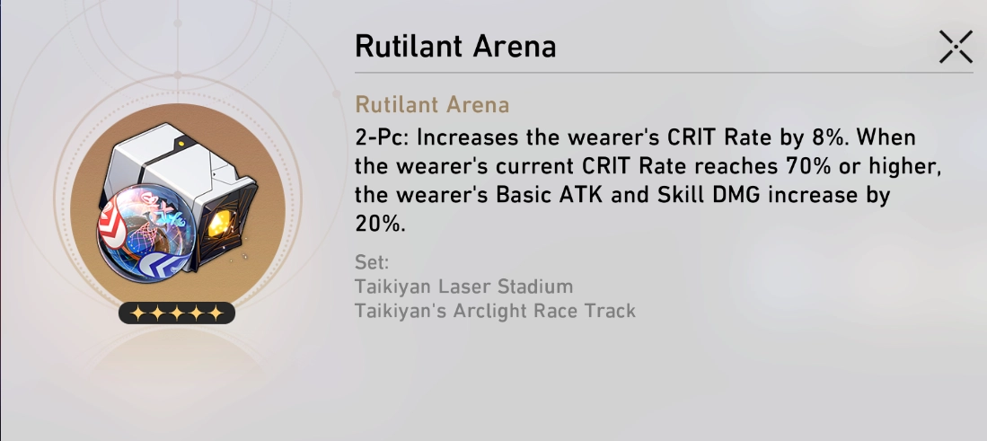 【V1.2】｜「Rutilant Arena」Planar Ornament Evaluation Honkai: Star Rail ...