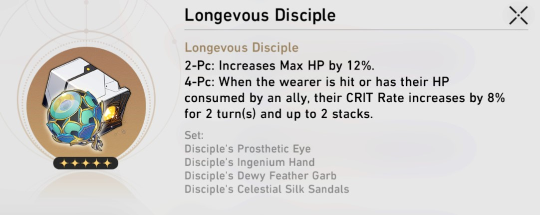 【V1.2】｜「Longevous Disciple」Relics Evaluation Honkai: Star Rail | HoYoLAB