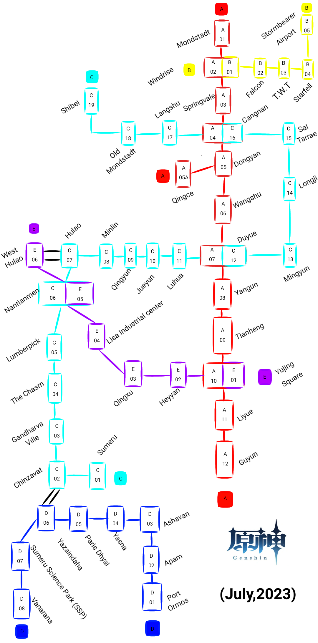A Railway map of Genshin (July,2023) Genshin Impact | HoYoLAB