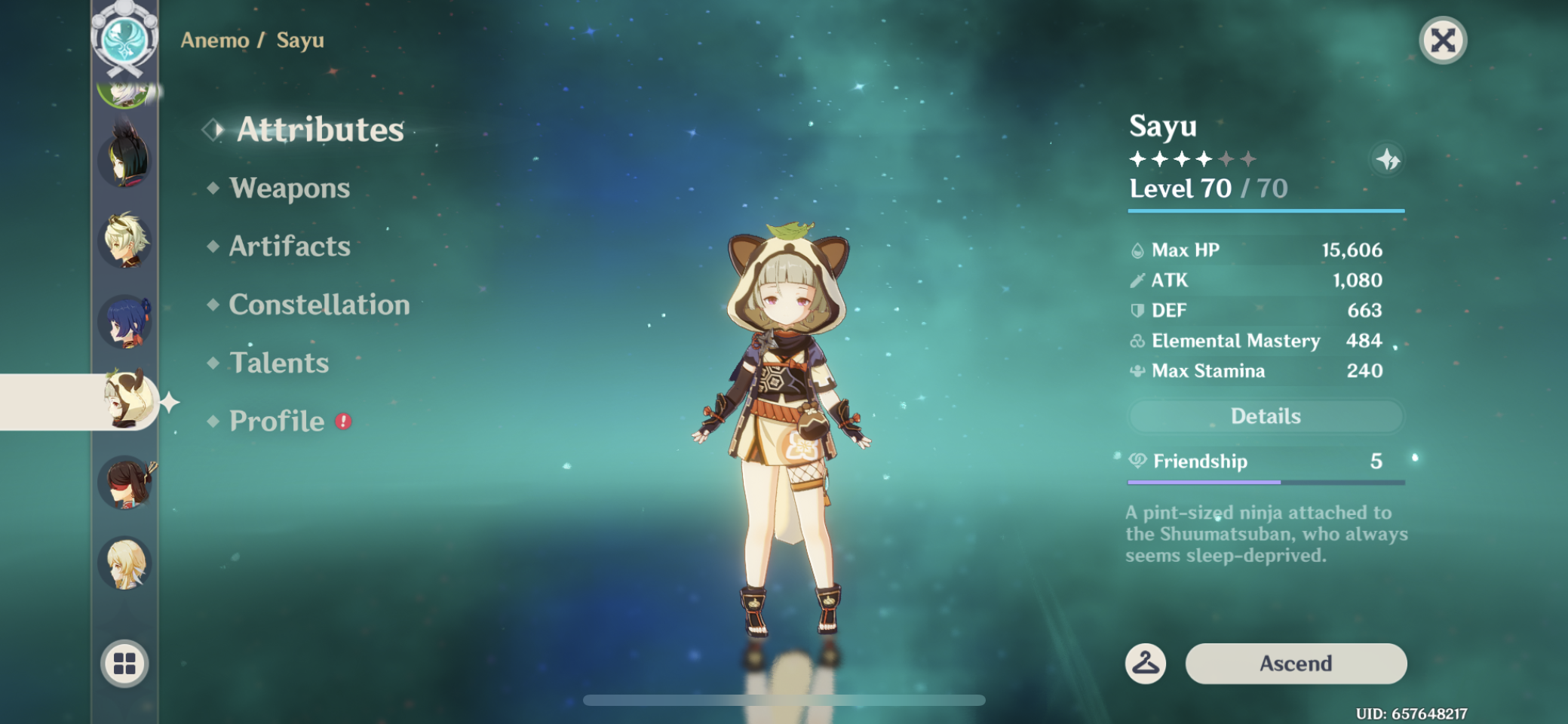 Here is my Sayu build! It’s not the best but I’m working on it!!