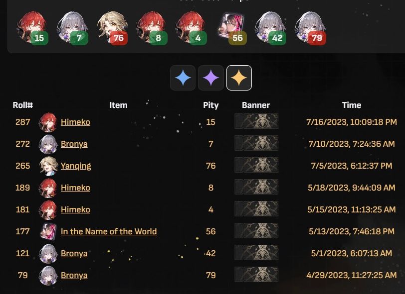 Lucky standard pulls Honkai: Star Rail | HoYoLAB