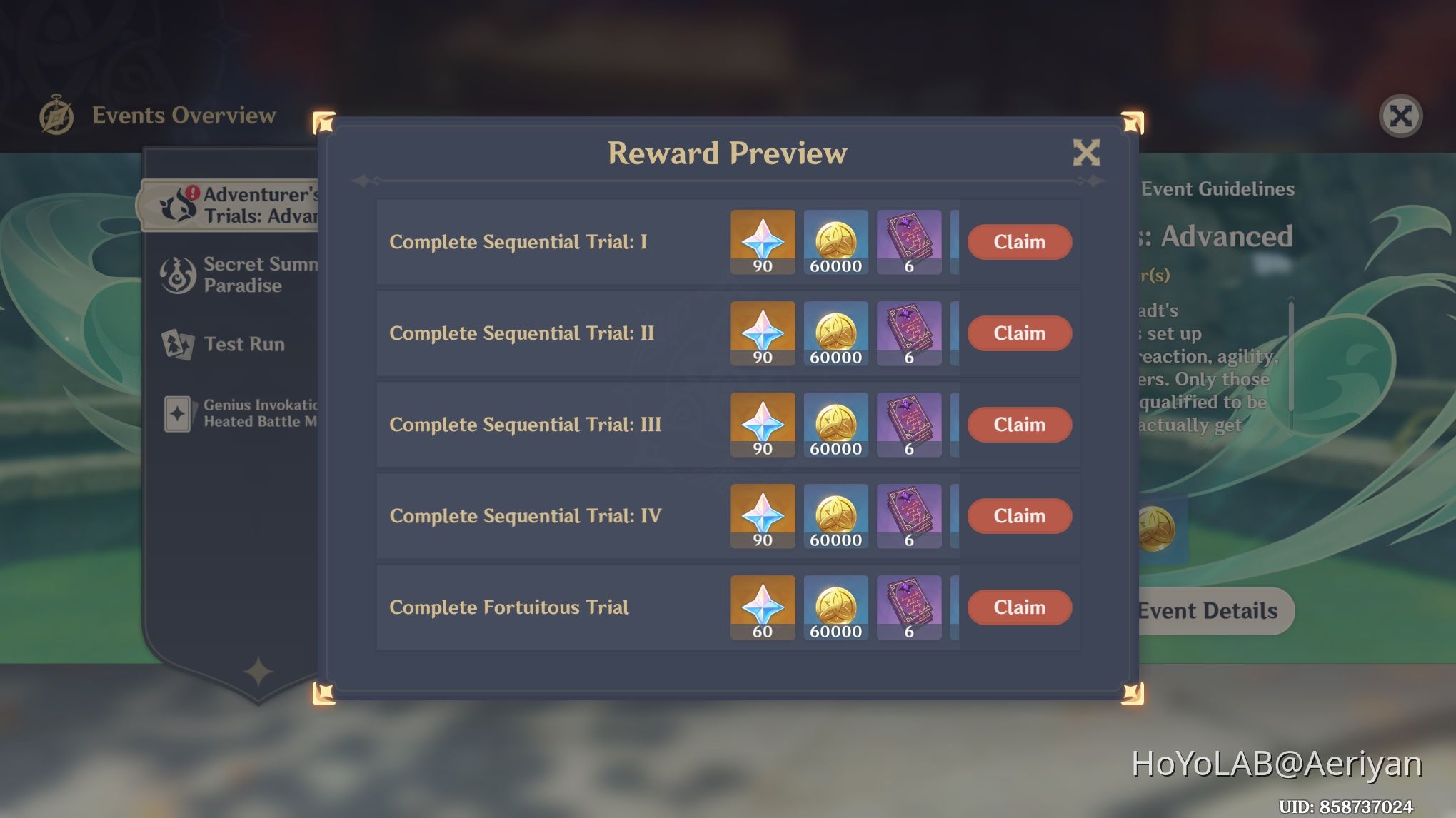 Event Rewards Genshin Impact | HoYoLAB