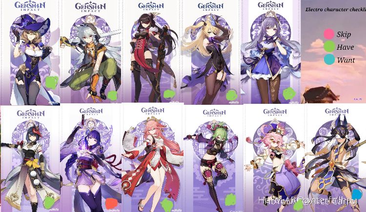 Every Electro character that I have/want/skip Genshin Impact | HoYoLAB