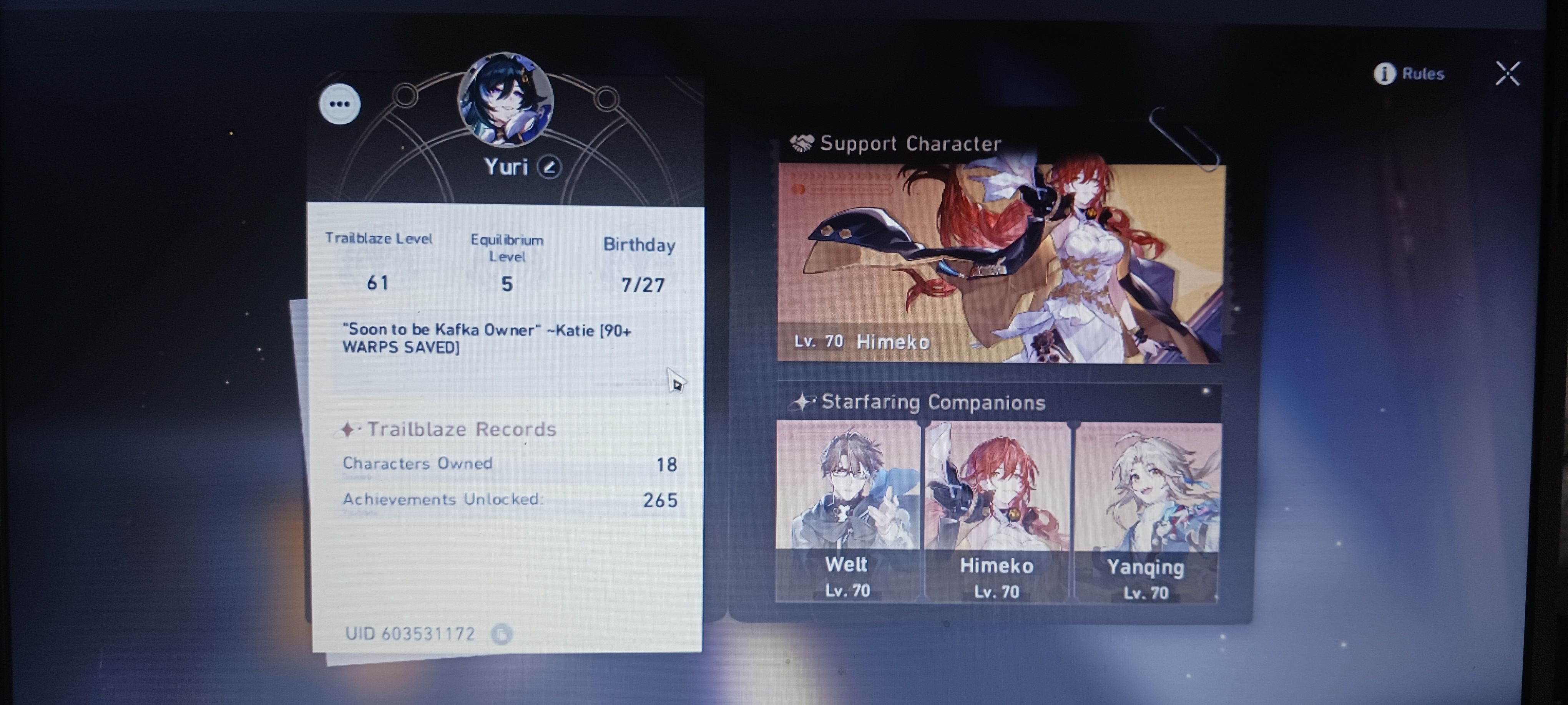 add me NA UID 603531172 Honkai: Star Rail | HoYoLAB