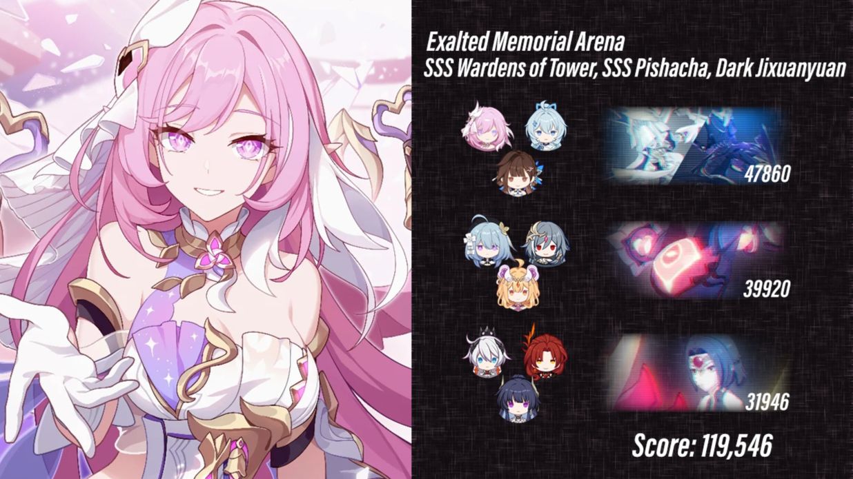 EX Memorial Arena - SSS Wardens of Tower, SSS Pishacha , Dark Jixuanyuan (119,546 Pts) Honkai ...