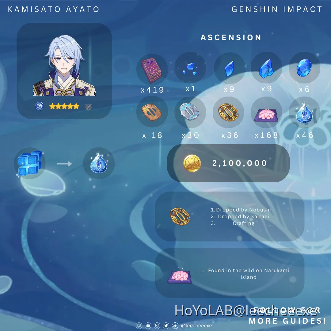 [3.8] Genshin Impact | Material and Build Guide | Kamisato Ayato ...