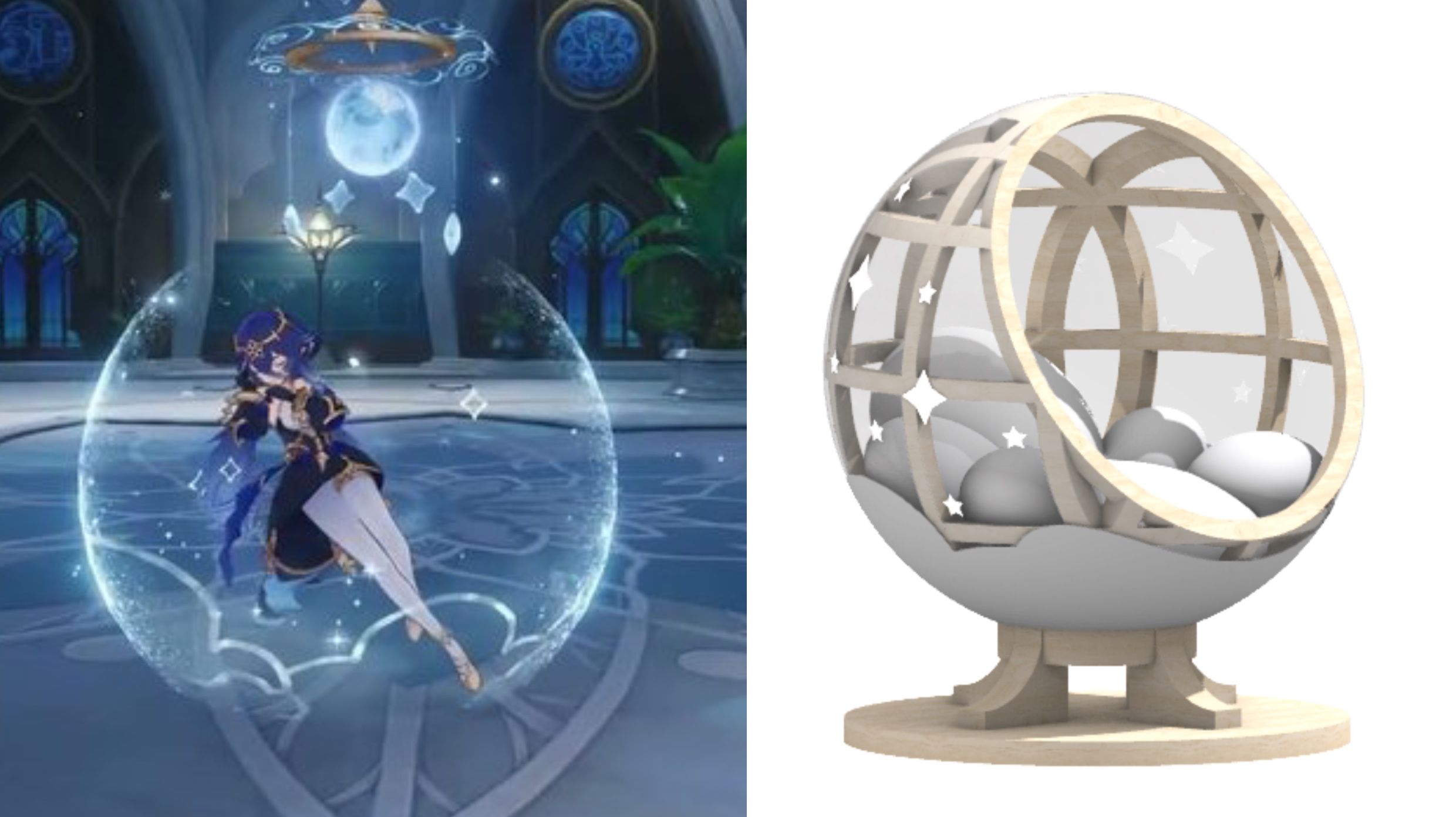 I tried designing layla’s shield as a bubble chair but gave up Genshin ...
