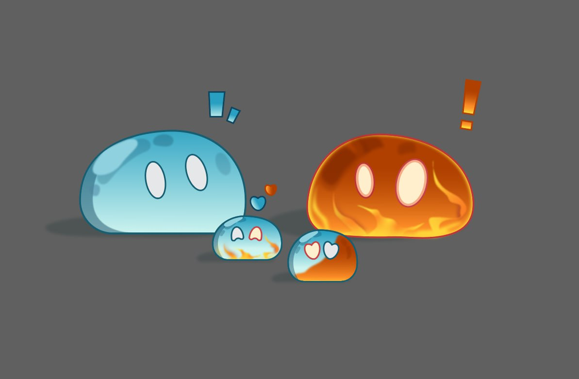Happy slime family (fan art, work in progress) Genshin Impact | HoYoLAB
