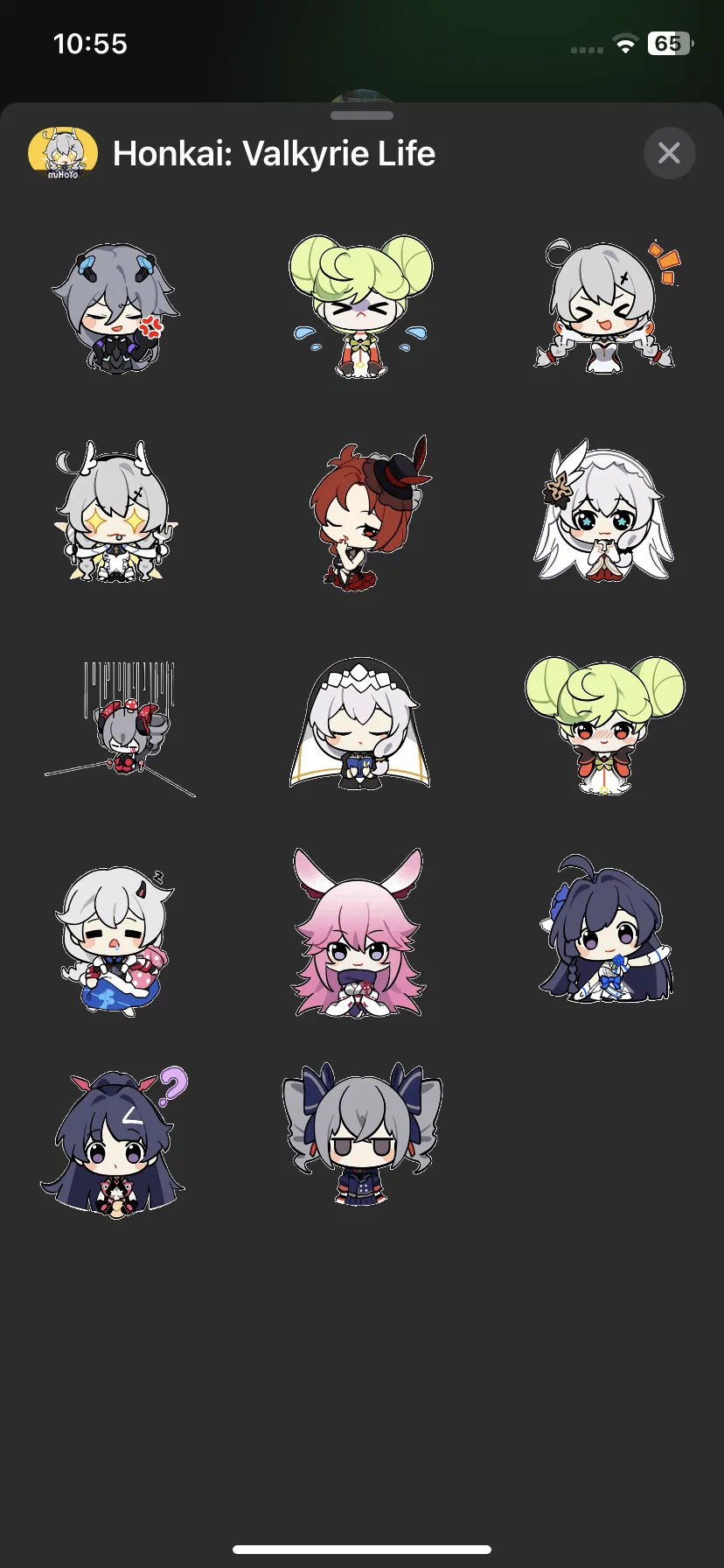 I just found out that there are iMessage stickers of HI3 and GGZ ...