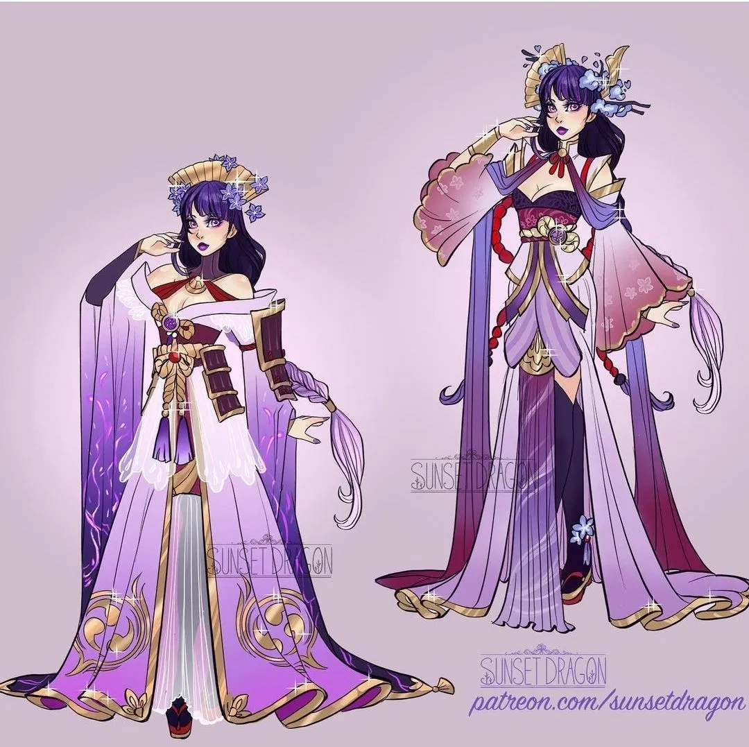 Inazuma Fashion Fan Art by Sunset Dragon!!! 🩷💜💙 Genshin Impact | HoYoLAB