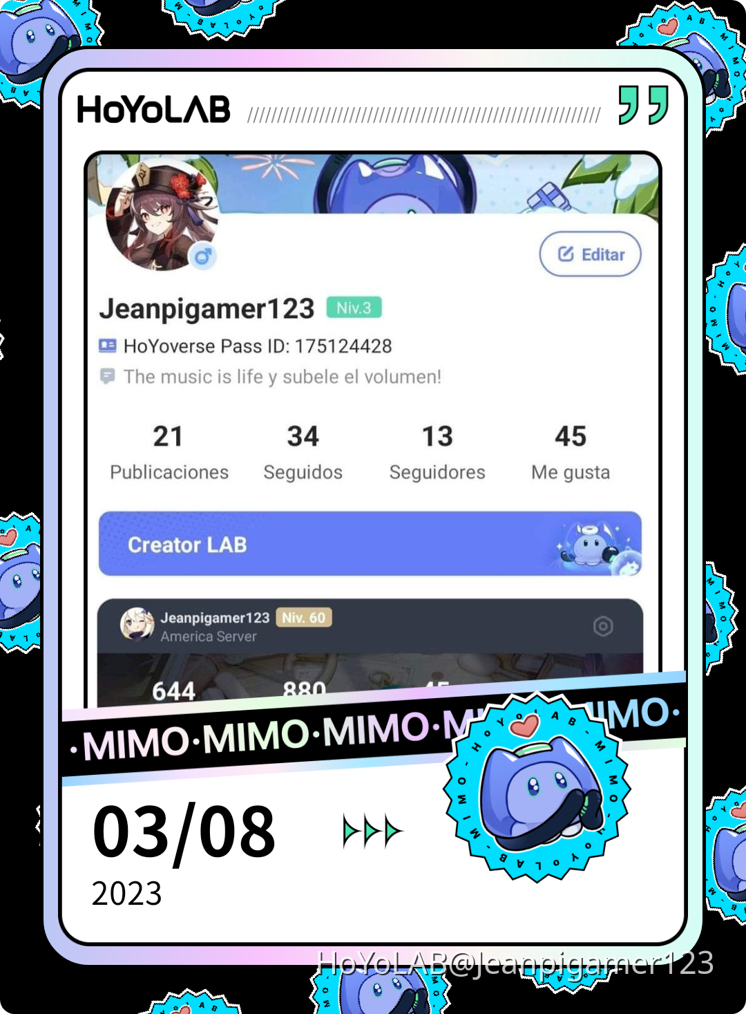 03/08 Diario -# Mi diario de mejora de personajes | HoYoLAB