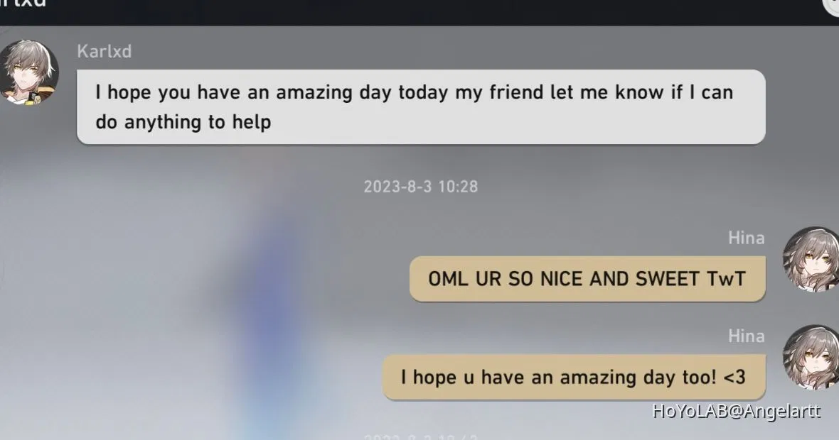 I made a friend in hsr HES SO KIND IF HE SEES THIS I WANT U TO KNOW TY FOR BEING THERE WHEN I ...