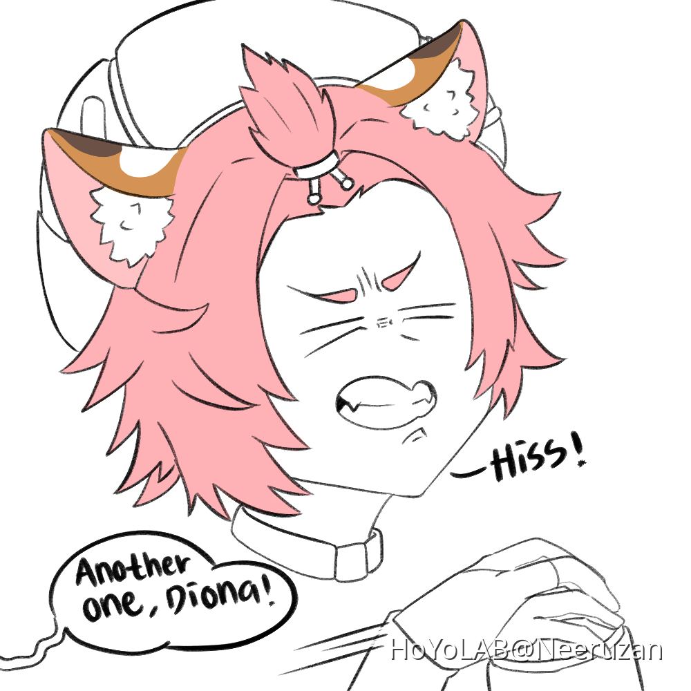 Day 14 until I get 70 follower: simple sketch of Diona! Genshin Impact ...