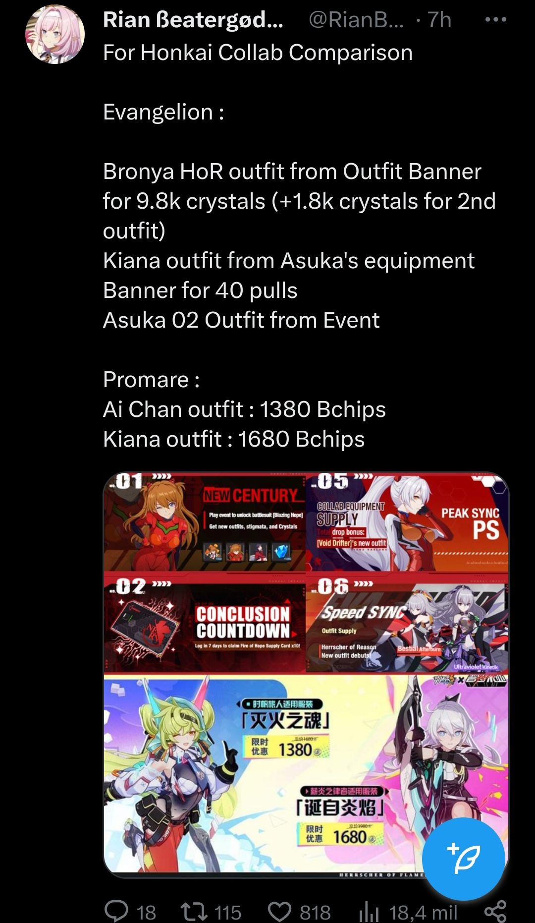 Comparison between Promare Vs Evangelion Honkai Impact 3rd | HoYoLAB