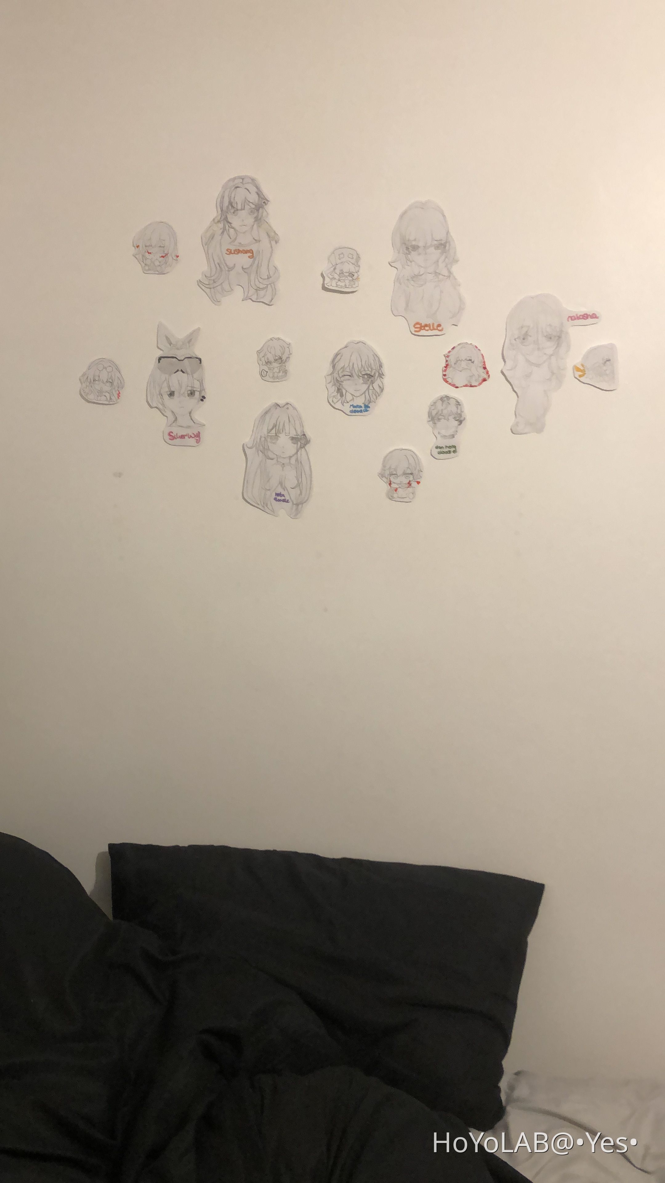 My hsr drawings so far on my wall Honkai: Star Rail | HoYoLAB