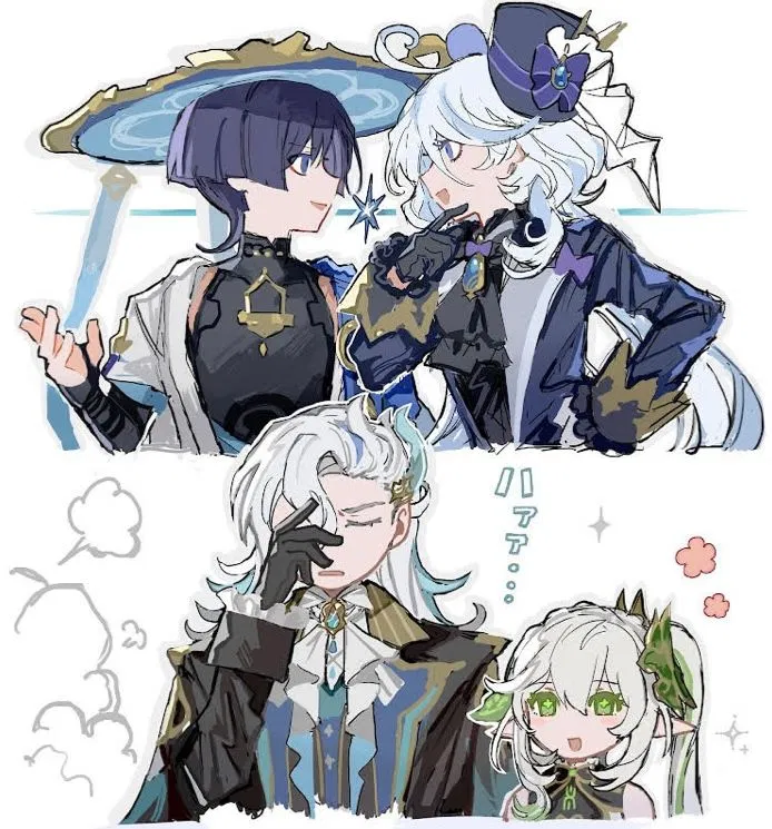 The hydro archon hanging out with the dendro archon child Genshin ...