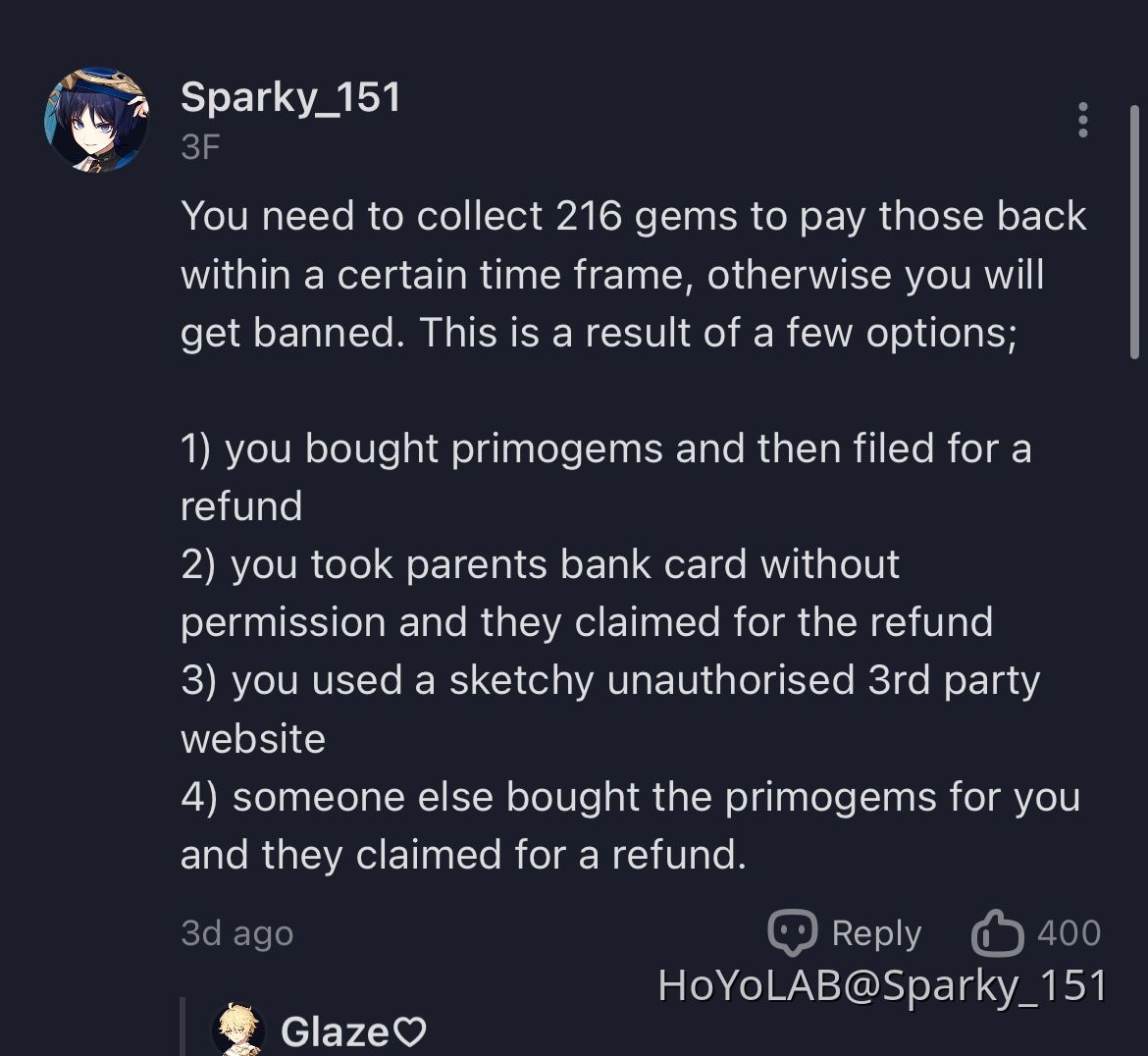 Negative primogems from refunds Genshin Impact | HoYoLAB