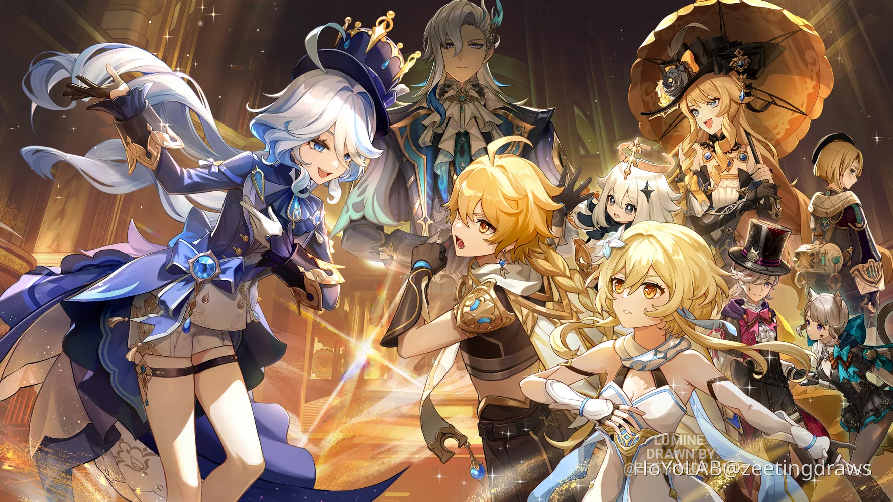 Fontaine official art - Twins version (Lumine fan art) Genshin Impact ...