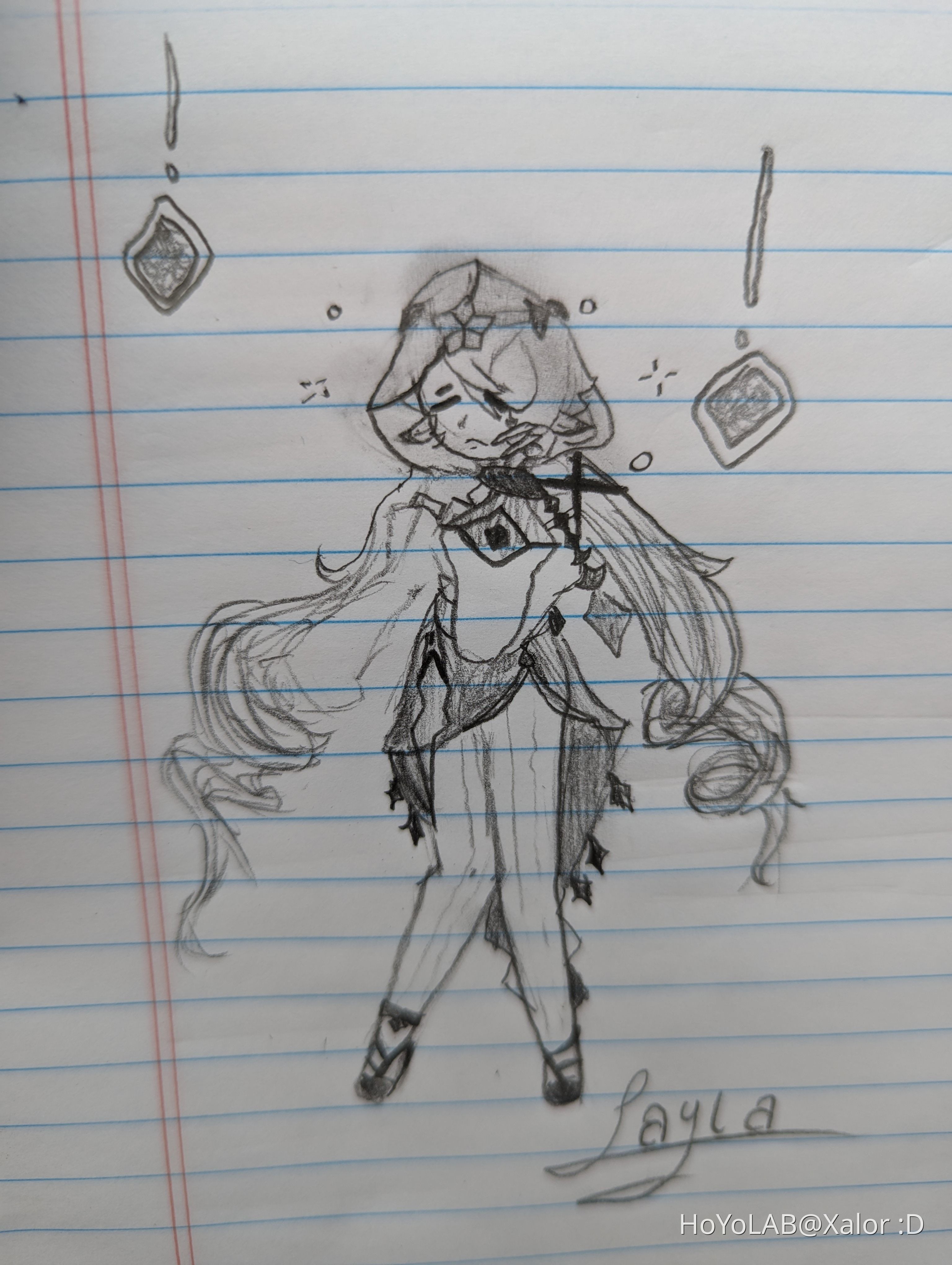 Layla! pencil sketch Genshin Impact | HoYoLAB