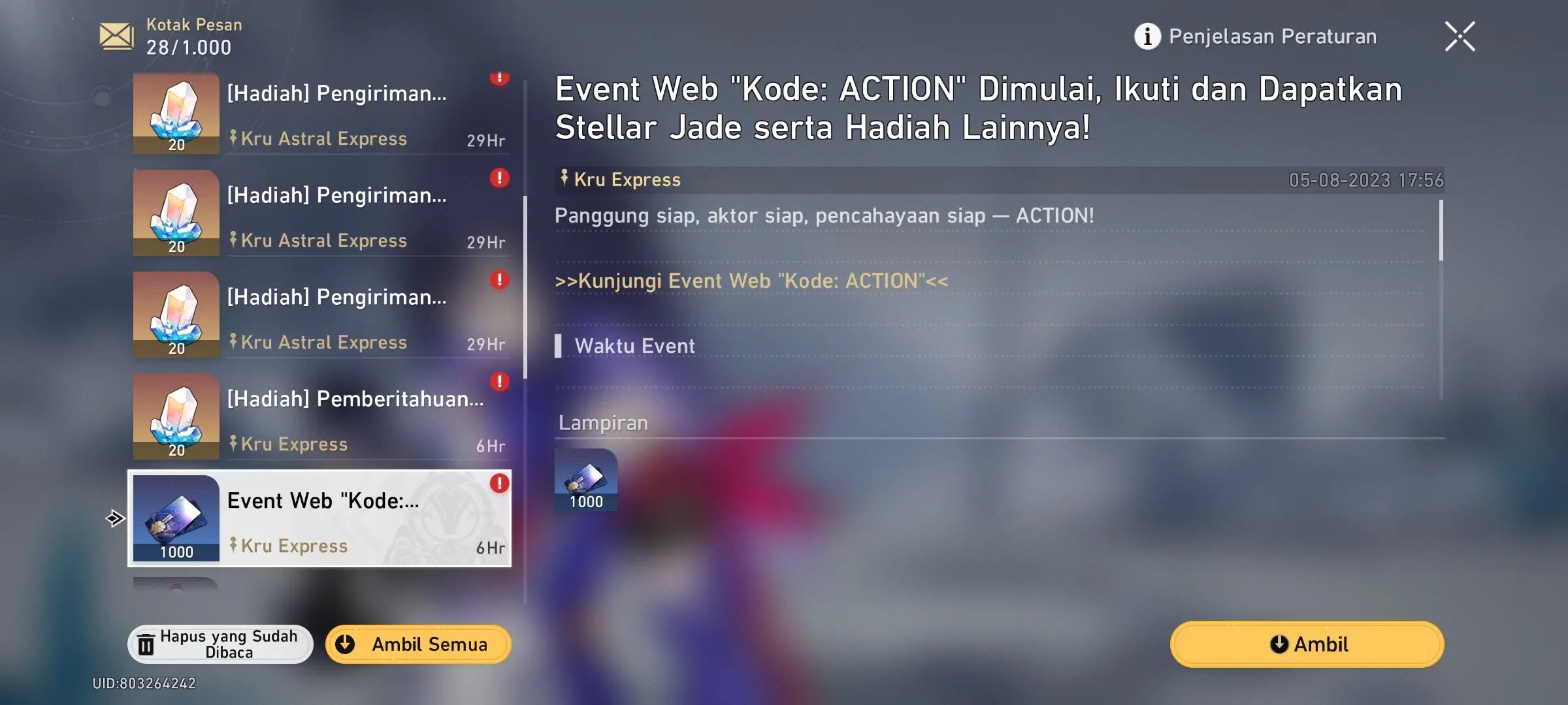 Event Code dari HSR bisa dapet 120 SJ,cepetan ambil 🥳 Honkai: Star Rail | HoYoLAB