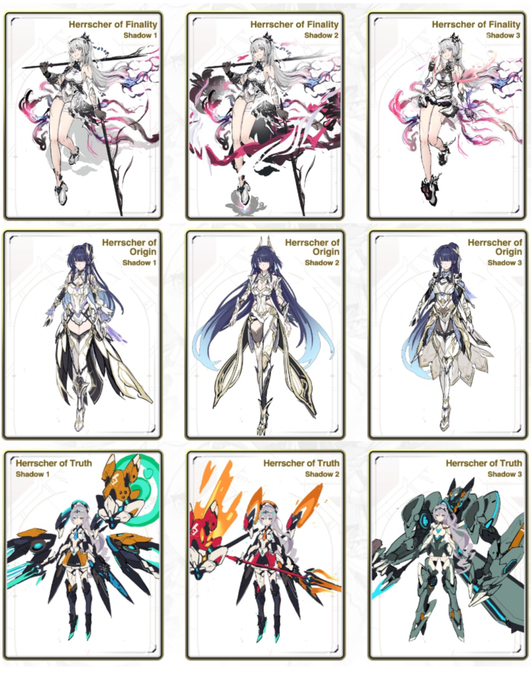 All early designs shown in the Old Memories event Honkai Impact 3rd ...