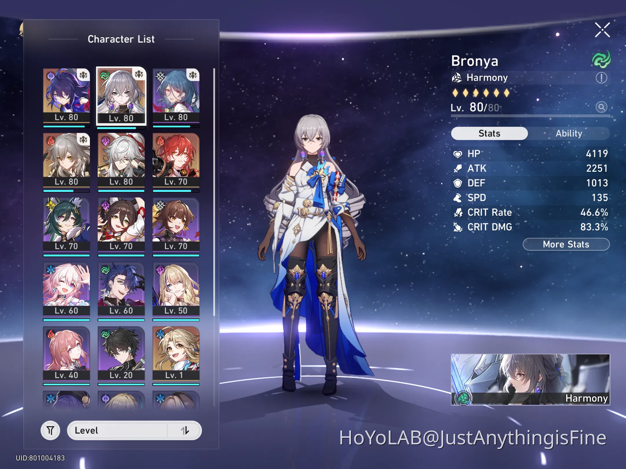 My E1 Bronya build (she has been my support character since D1) Honkai ...