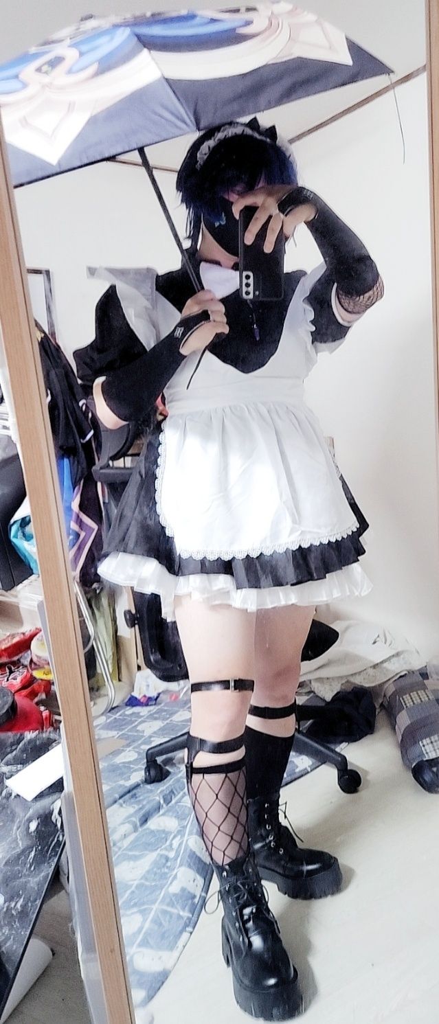 스카라무슈(방랑자)메이드 코스프레 Scaramouche(Wanderer) Maid Cosplay Genshin Impact ...
