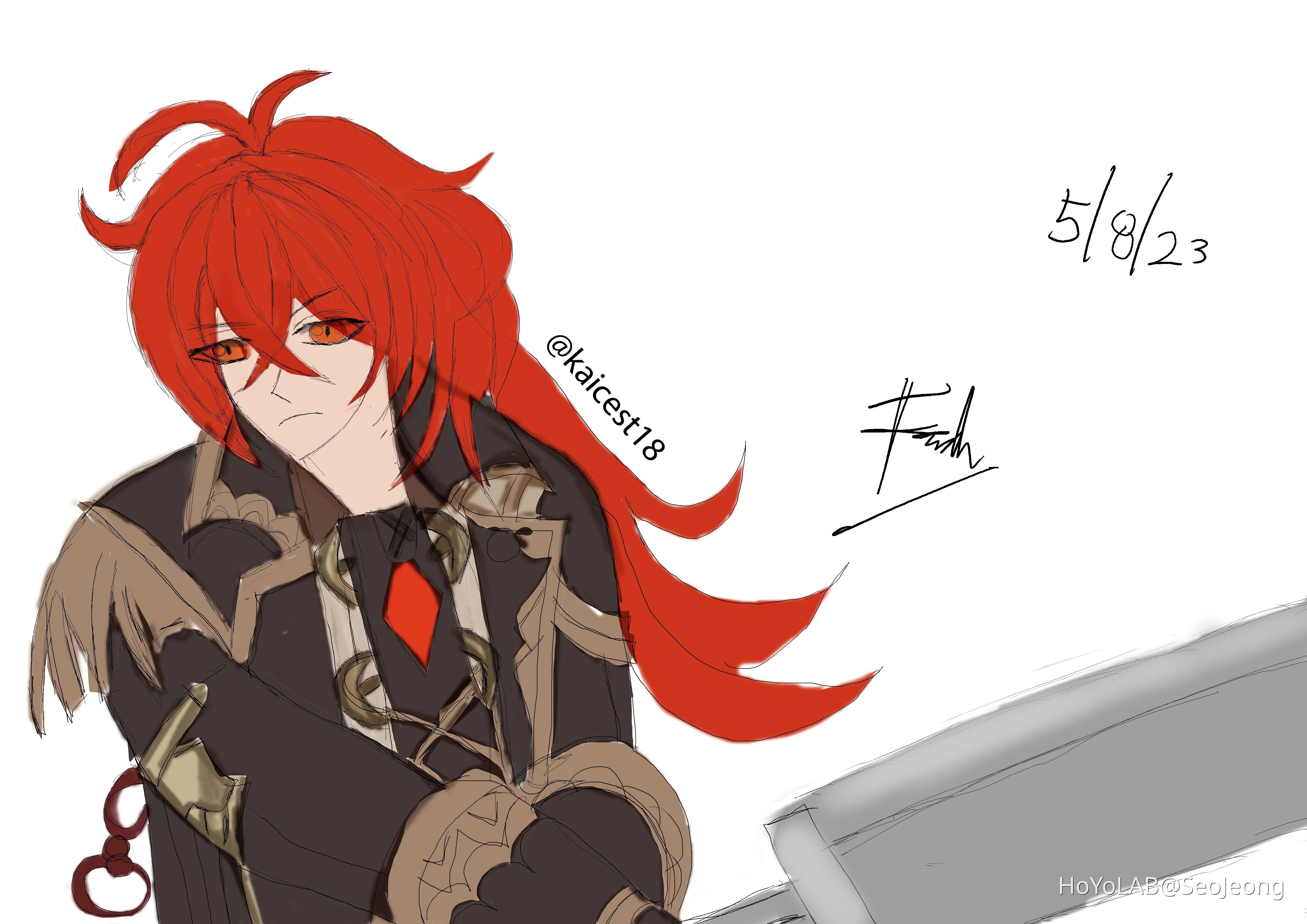 Diluc Drawing 🦉 Genshin Impact | HoYoLAB