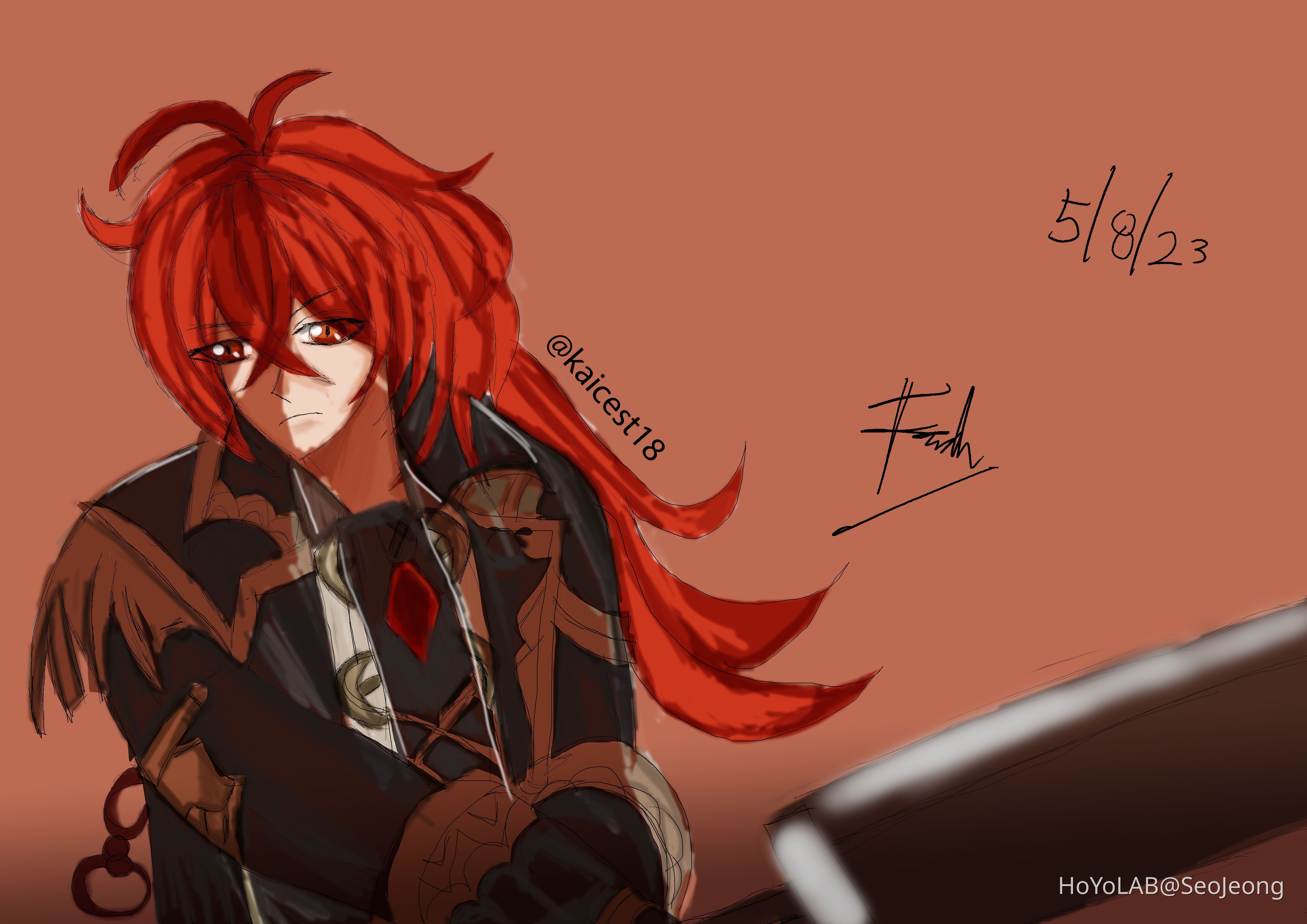 Diluc Drawing 🦉 Genshin Impact | HoYoLAB