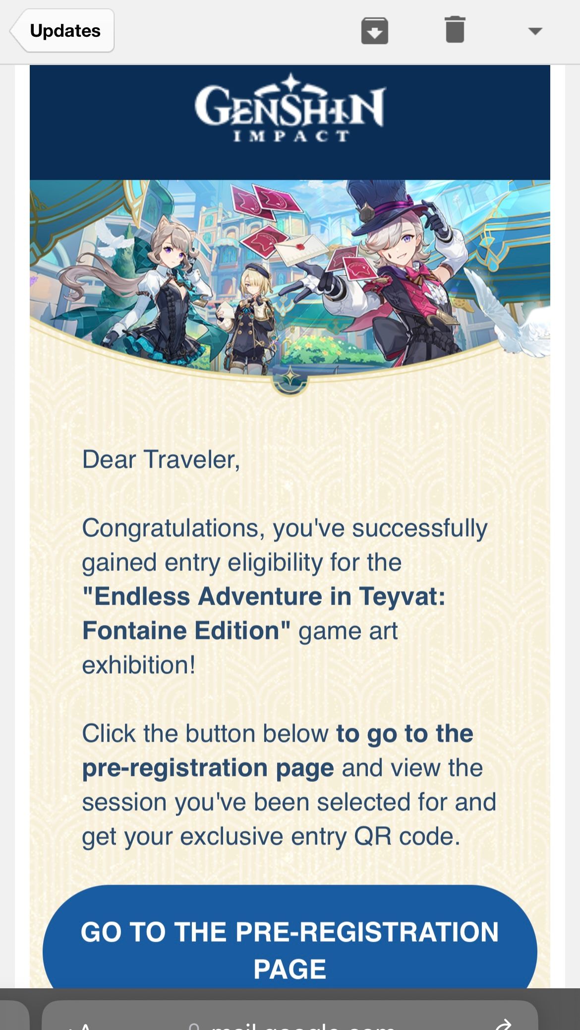CANNOT BELIEVE I GOT IN!! I’m going to the Fontaine Exhibition in New York!! Genshin Impact ...