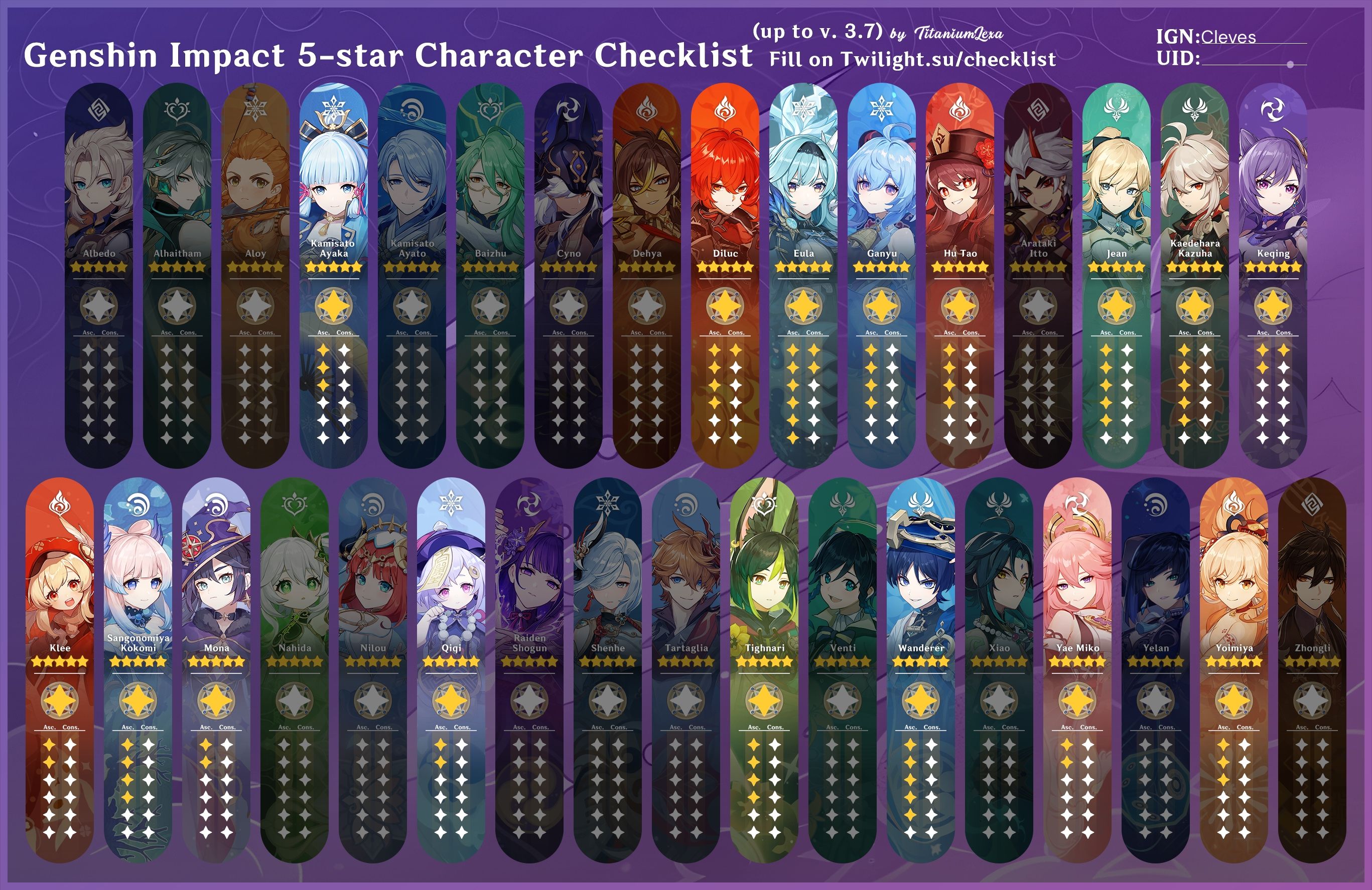 My Characterss Genshin Impact Hoyolab