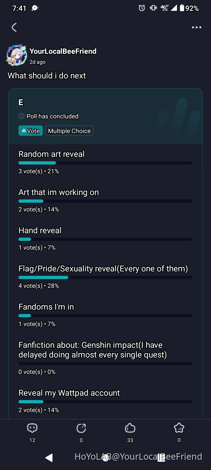 I'll be doing the two most voted options! | HoYoLAB